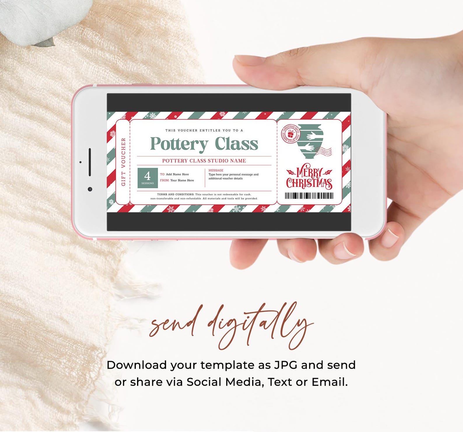 Pottery Class Christmas Certificate EDITABLE, Pottery Lesson Gift ...