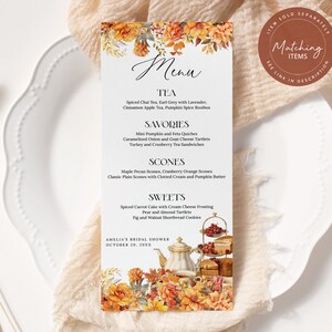 Fall Tea Birthday Party Invitation EDITABLE, Autumn Floral Afternoon ...