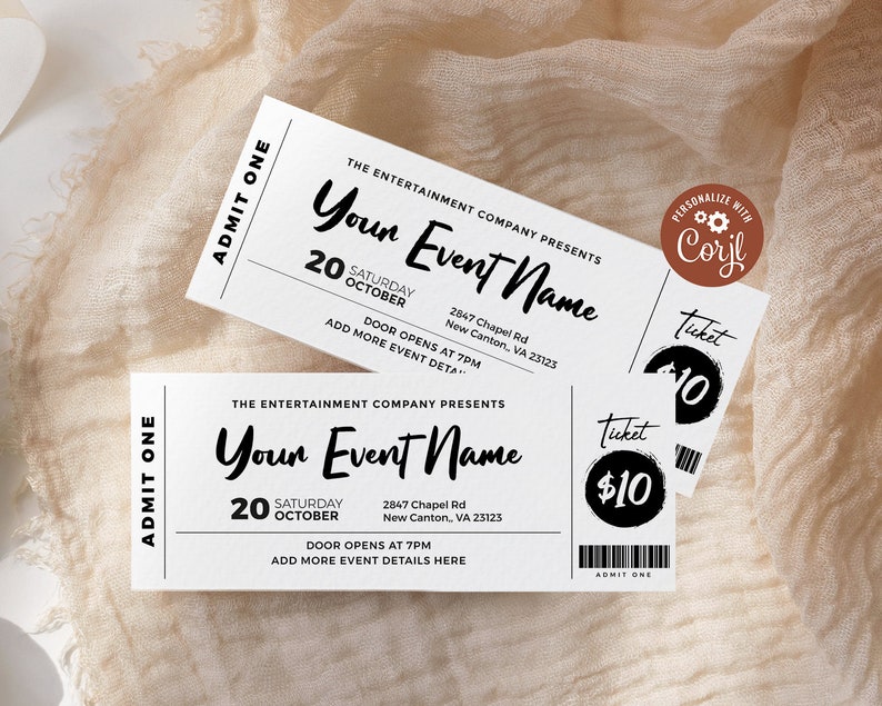 Event Ticket Template EDITABLE Printable Minimalist Party - Etsy