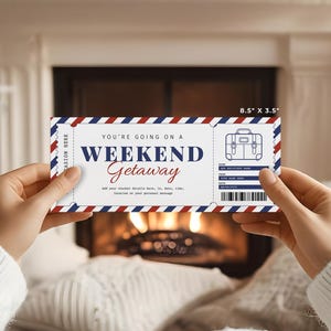 Weekend Getaway Gift Voucher EDITABLE, Surprise Weekend Away Ticket ...