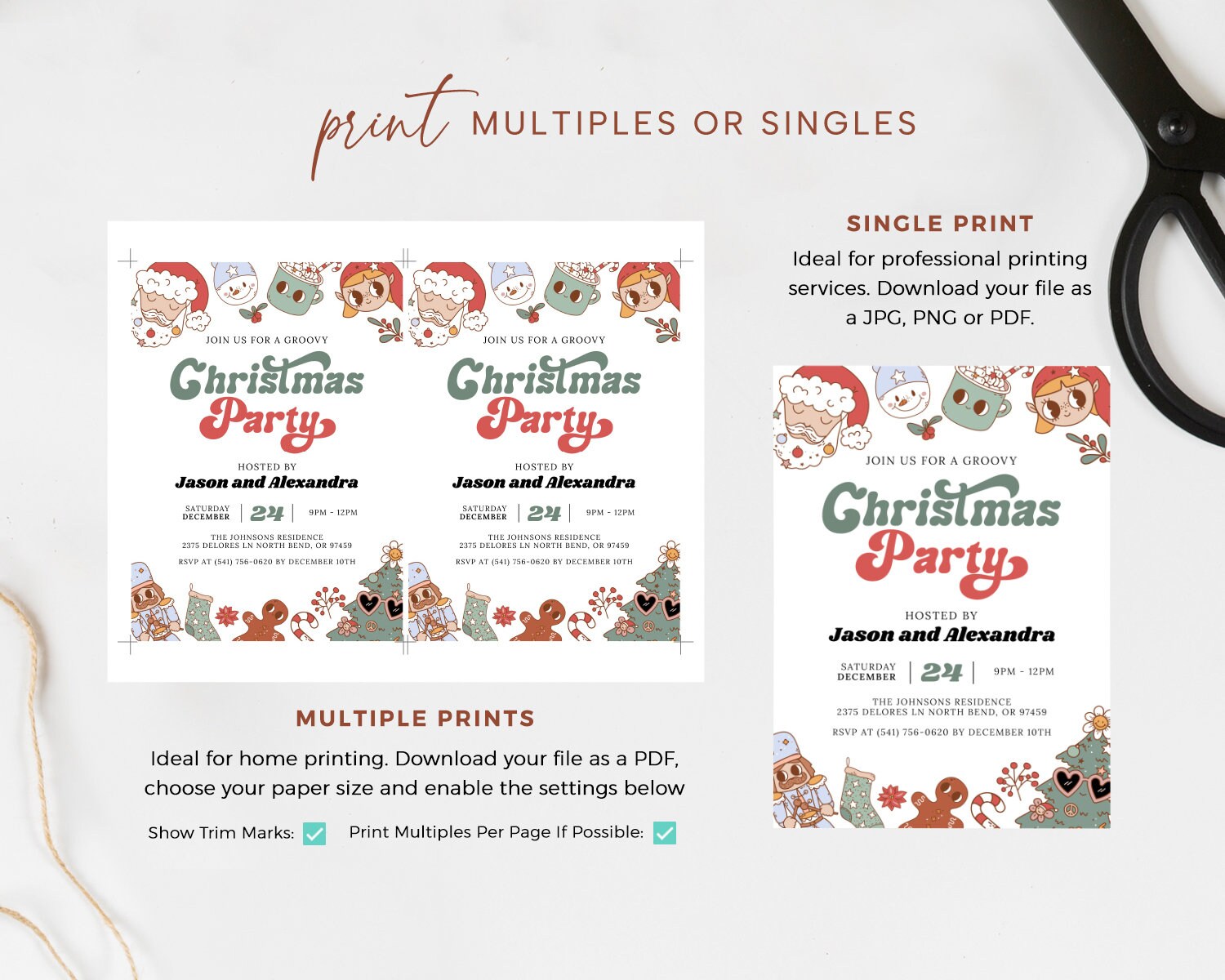 Groovy Christmas Party Invitation Editable Printable Annual - Etsy