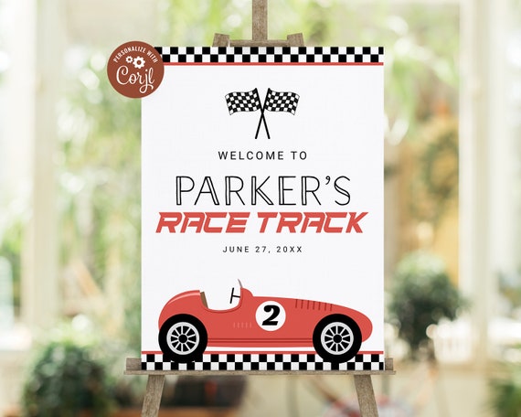Race Car Welcome Sign EDITABLE, Two Fast Birthday Party Sign Printable ...