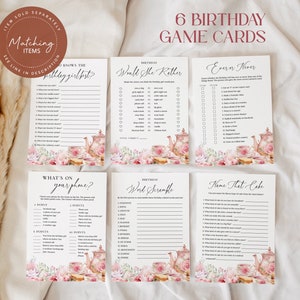 Who Knows Birthday Girl Best Floral Tea Party Game EDITABLE, Blush Pink ...