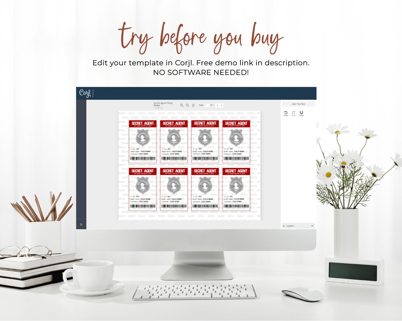 Secret Agent Party Badge Editable Spy Name Tag Spy ID - Etsy