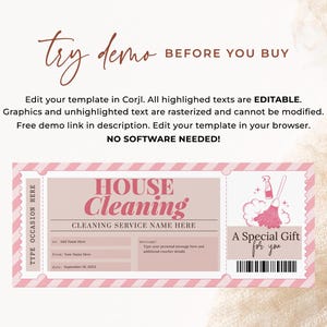 House Cleaning Gift Certificate EDITABLE, Cleaning Voucher Printable ...