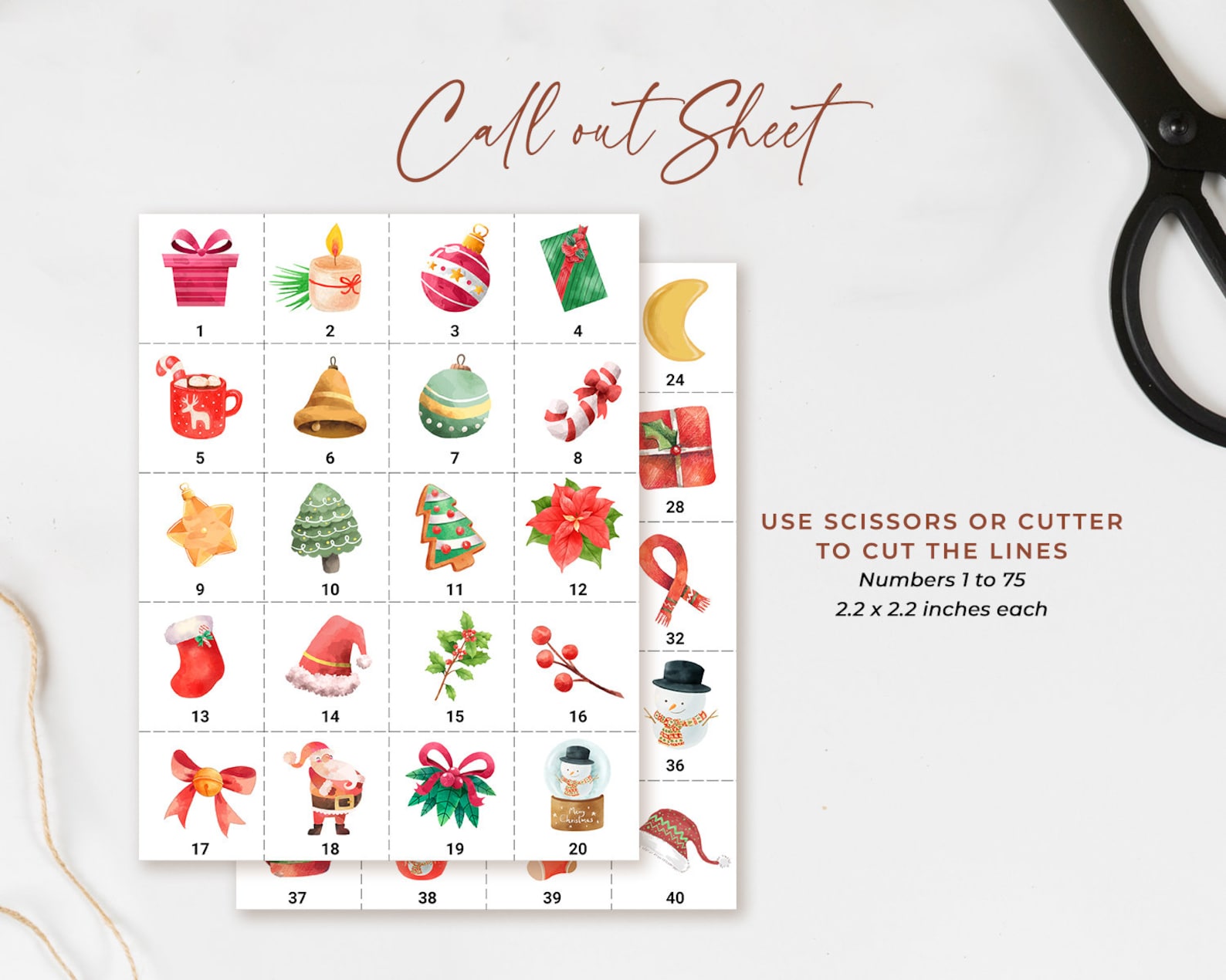 50 Christmas Bingo Cards, Printable Fun Family Christmas Game, Holiday ...