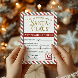 Christmas Gift Delay Notification EDITABLE, Delayed Gift Notice, Late ...