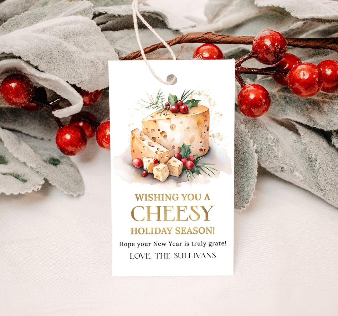 Cheese Christmas Gift Tags EDITABLE, Holiday Gift Tag, Printable ...