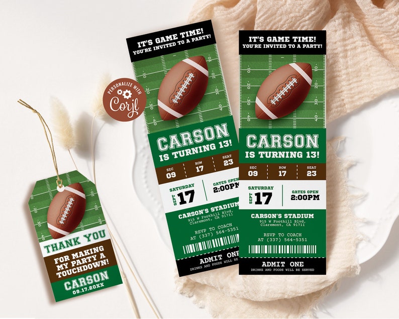 Football Birthday Ticket Invitation Editable American - Etsy