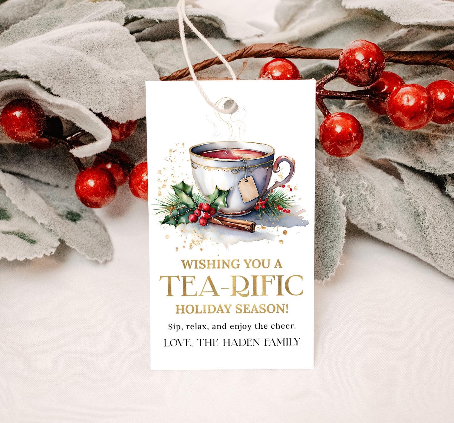 Christmas Tea Gift Tags EDITABLE, Holiday Gift Tag, Printable Christmas ...