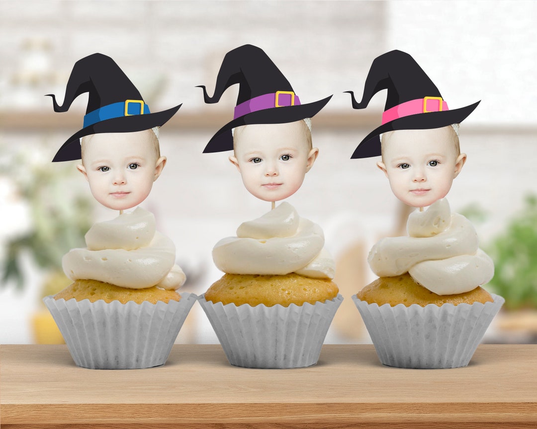 Witch Photo Cupcake Toppers, Face Cupcake Toppers, Personalized Wizard ...