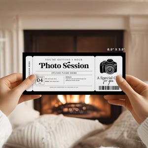 Photo Session Gift Certificate EDITABLE, Photography Gift Card ...