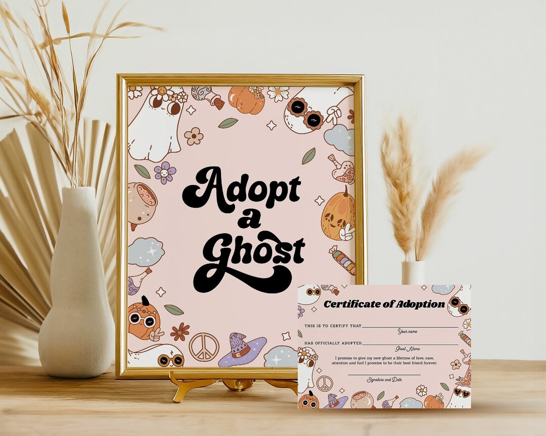 Adopt a Ghost Sign and Certificate, Printable Halloween Ghost Party ...