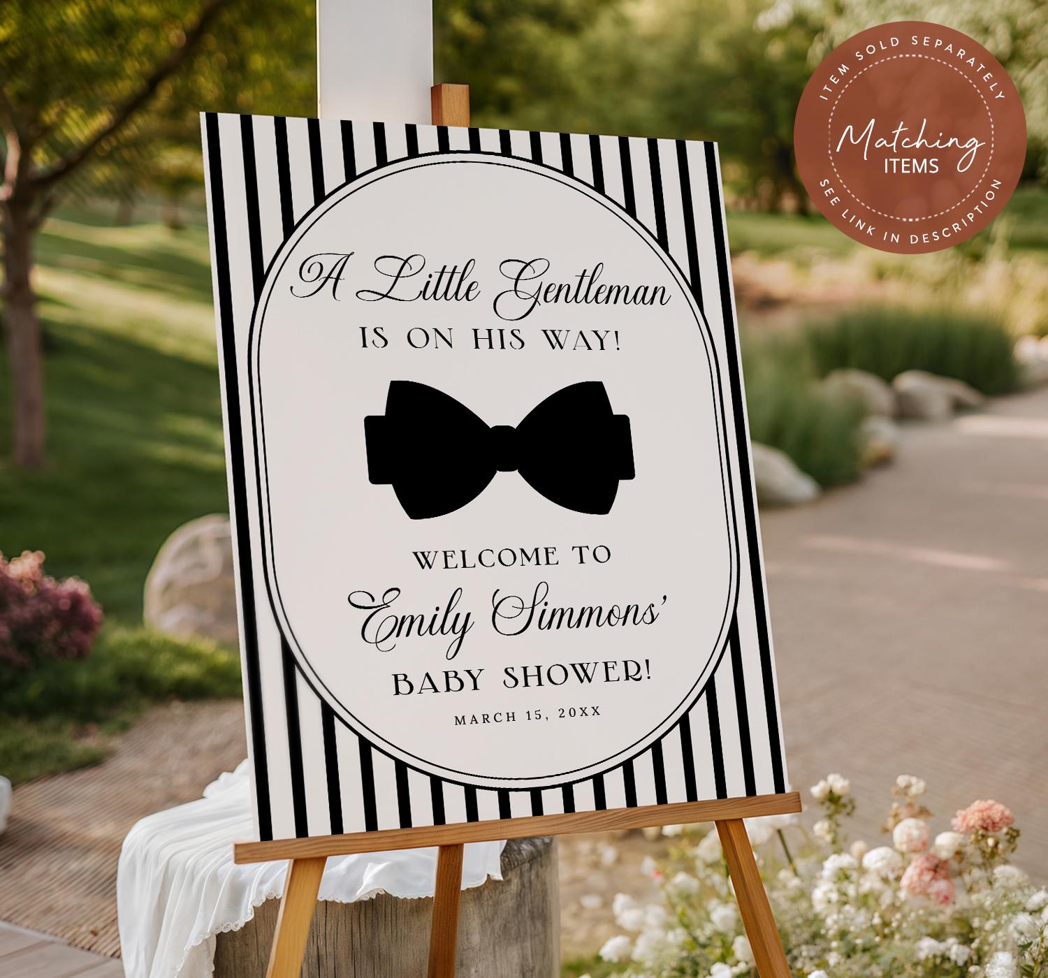 Little Gentleman Baby Shower Games Bundle, Editable Black Bow Tie Baby ...