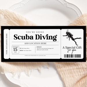 Scuba Diving Gift Voucher EDITABLE, Surprise Scuba Diving Certificate ...