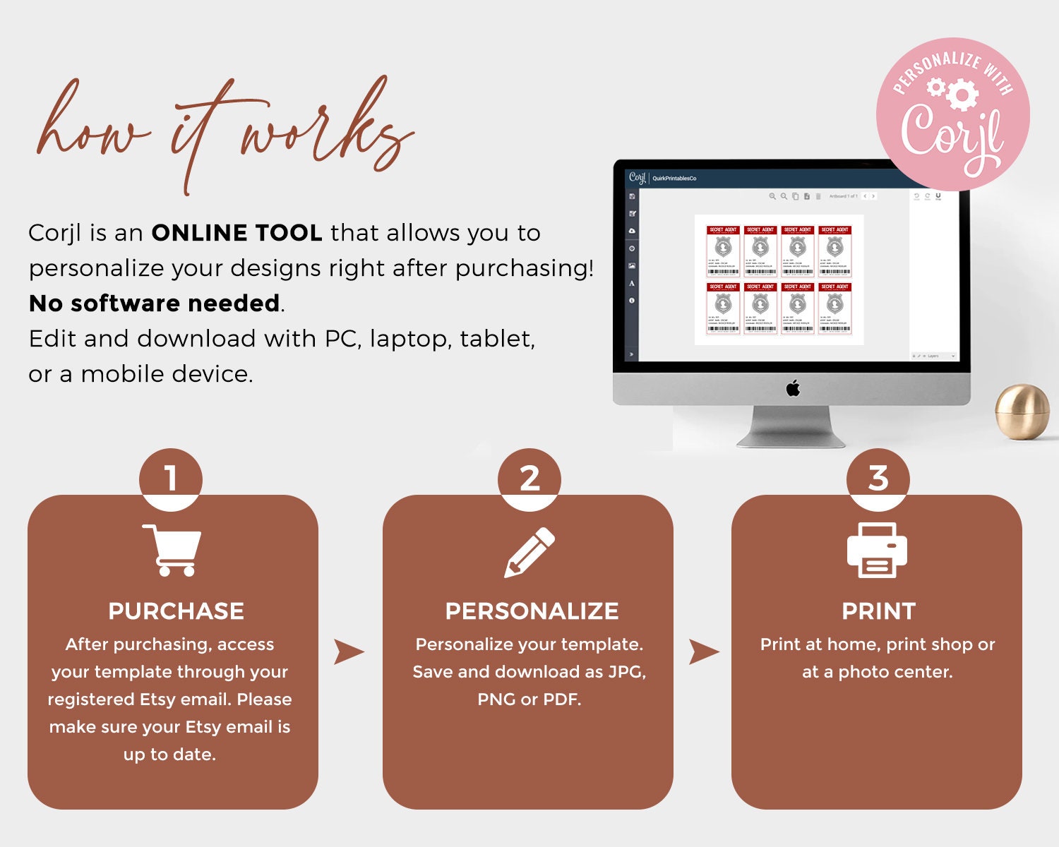 Secret Agent Party Badge Editable Spy Name Tag Spy ID - Etsy