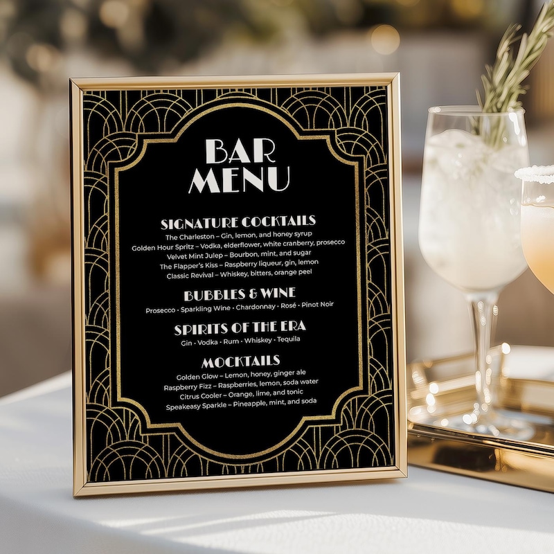 1920s Cocktails Menu - Etsy