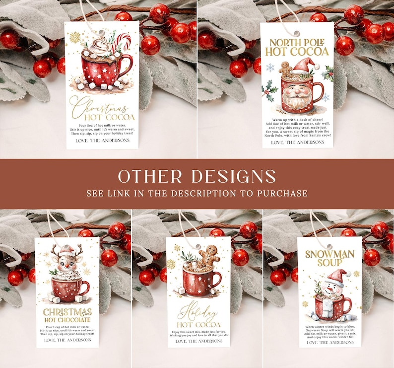 Christmas Hot Cocoa Gift Tag EDITABLE, Christmas Hot Chocolate Gift Tag ...