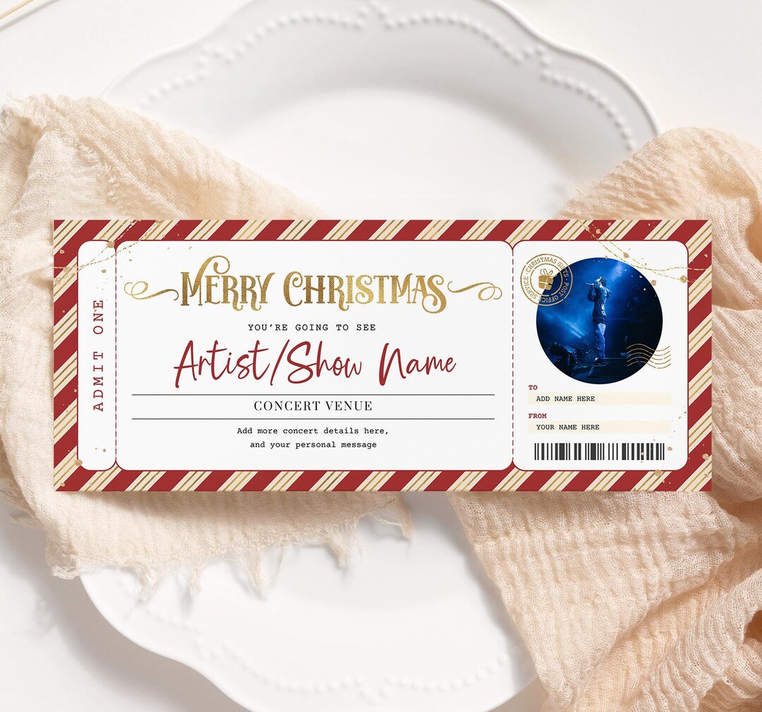 Christmas Concert Ticket EDITABLE, Holiday Surprise Ticket, Concert ...