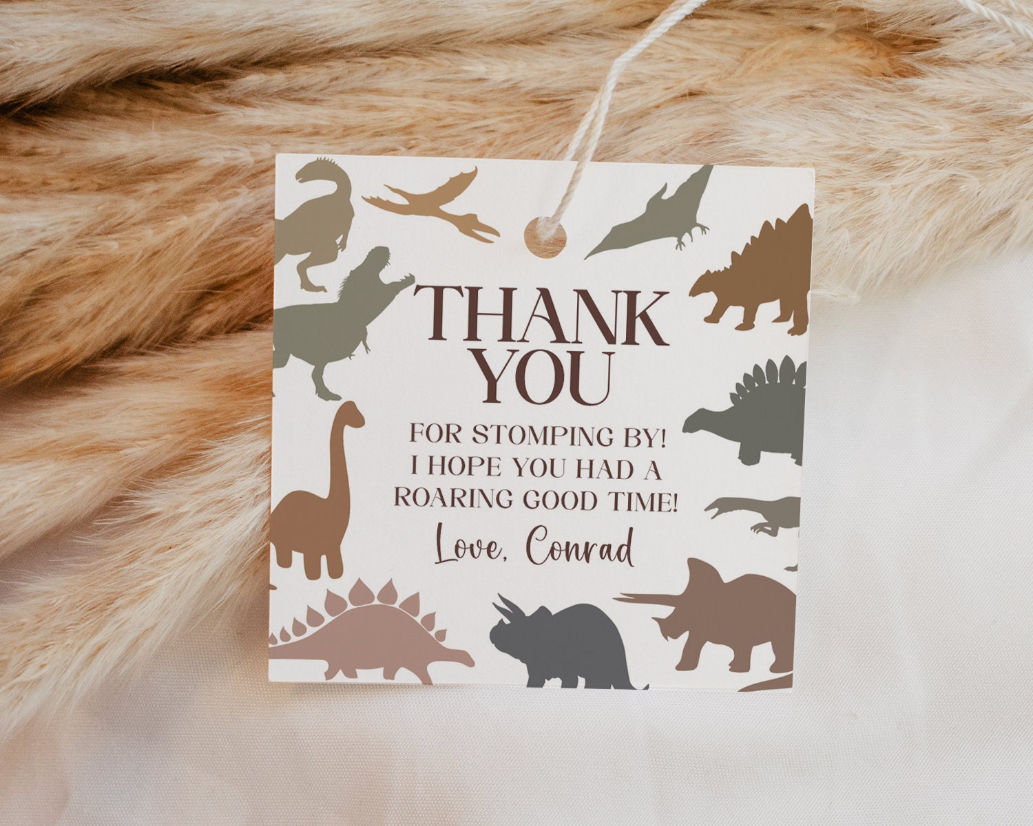 Dinosaur Birthday Favor Tags EDITABLE, Printable Dino Party Thank You ...