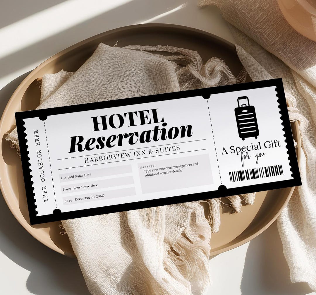 Hotel Reservation Voucher EDITABLE, Hotel Stay Gift Template, Printable ...