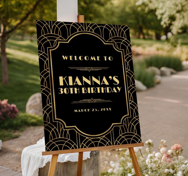Gatsby Welcome Sign EDITABLE, Roaring 20s Party Welcome Poster, 1920s ...