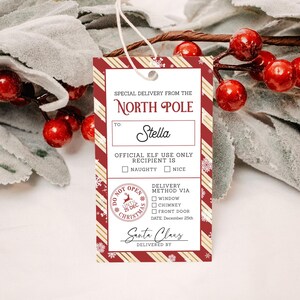 North Pole Special Delivery Tags EDITABLE, Personalized Christmas Tags ...