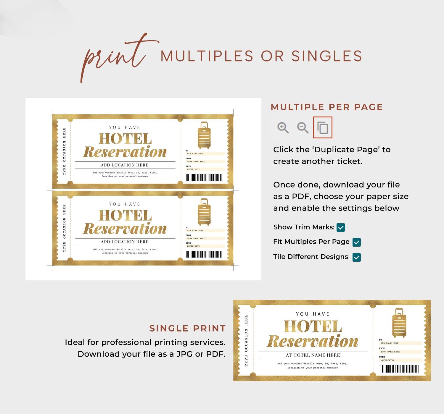 Hotel Reservation Certificate EDITABLE, Hotel Stay Gift Voucher ...