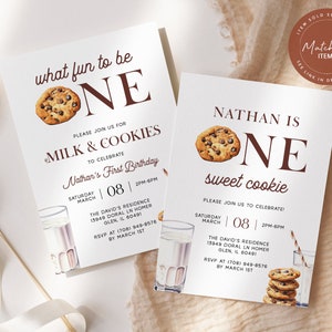 Milk and Cookies Birthday Welcome Sign EDITABLE, Milk and Cookies First ...
