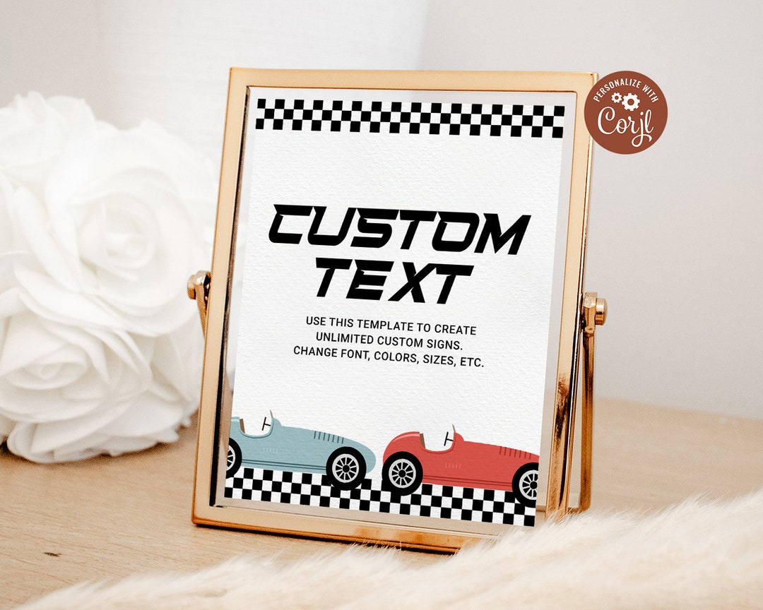 Custom Race Car Party Sign EDITABLE Sign Template 8x10 - Etsy