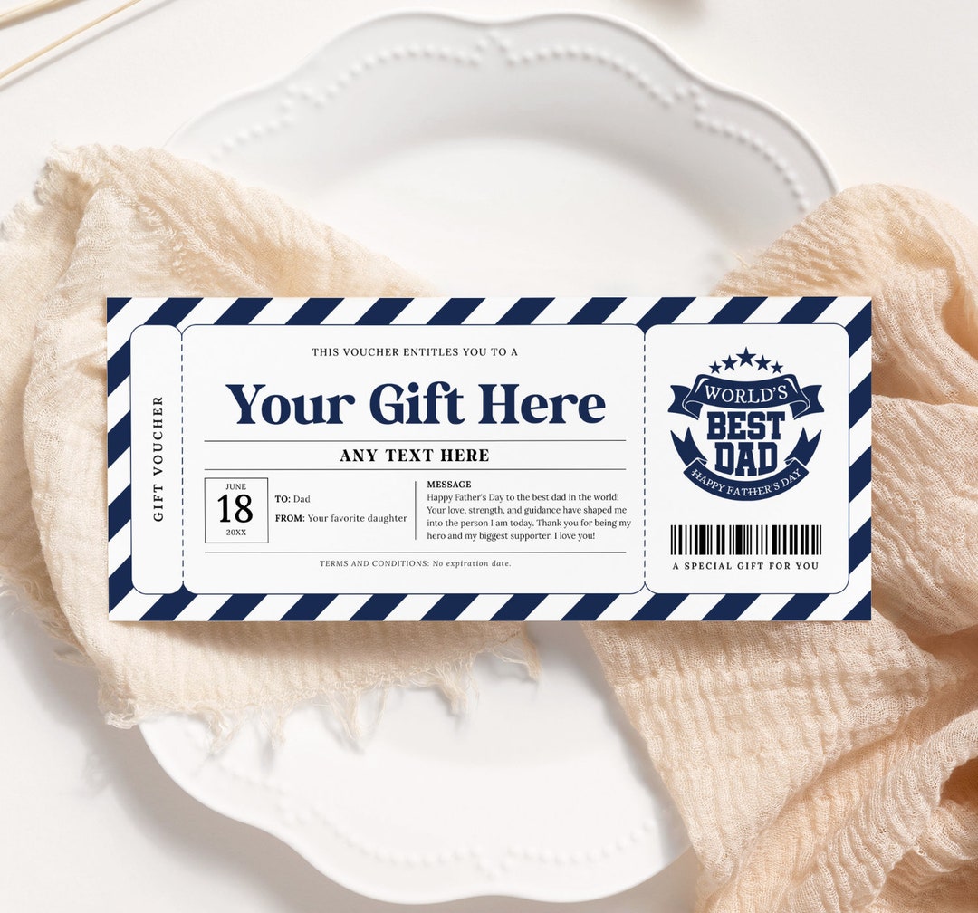 Fathers Day Gift Certificate EDITABLE, Personalized Father's Day Gift ...