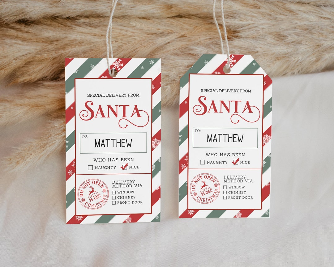 Santa Special Delivery Tags EDITABLE Printable North Pole - Etsy