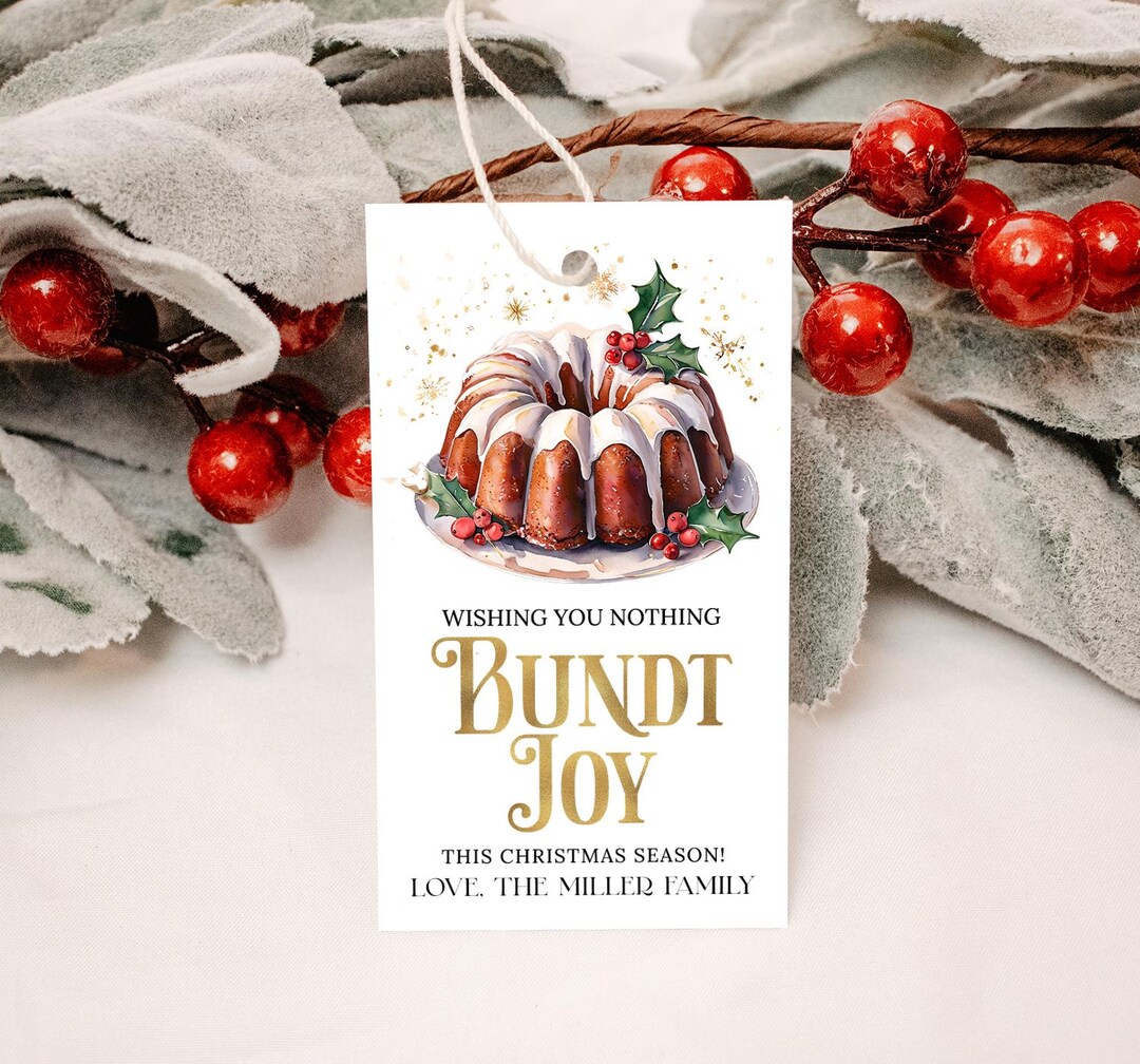 Bundt Cake Christmas Gift Tags EDITABLE, Holiday Gift Tag, Sweet Treat ...
