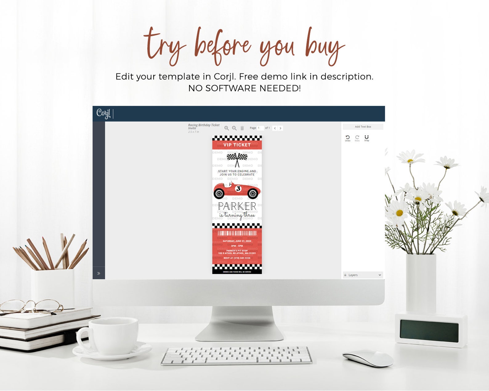 Race Car Birthday Ticket Invitation Editable Racing Birthday - Etsy