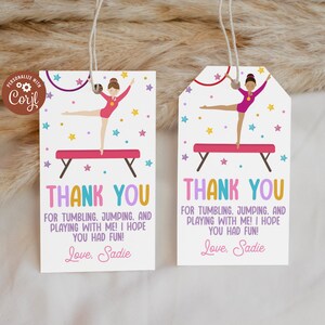 Gymnastics Party Favor Tag EDITABLE Girl Gymnastics Birthday - Etsy