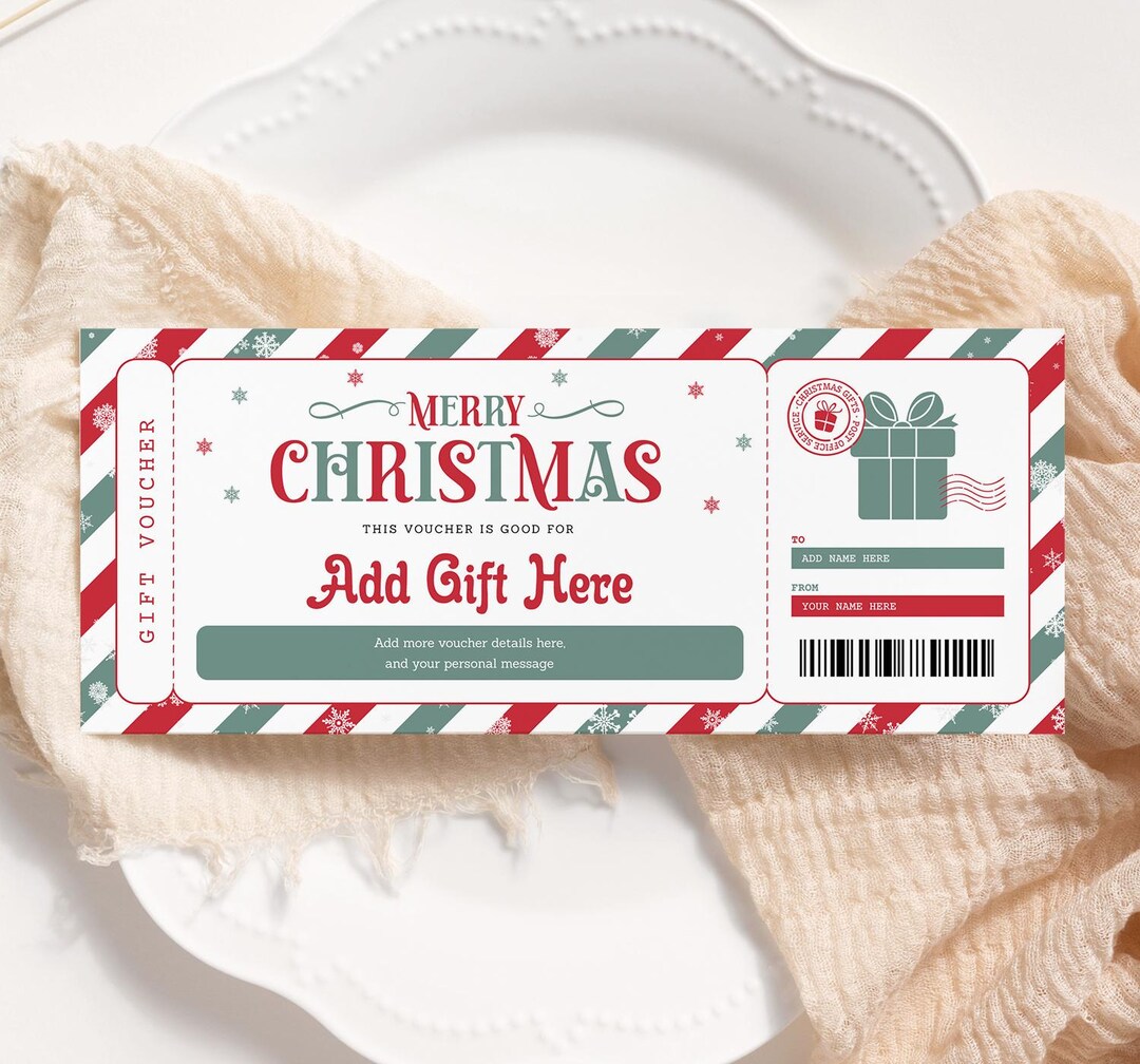 Christmas Gift Voucher EDITABLE, Printable Christmas Gift Coupon ...