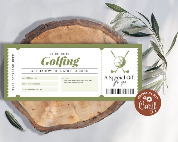 Golfing Gift Certificate EDITABLE, Golfing Trip Voucher Printable, Golf ...