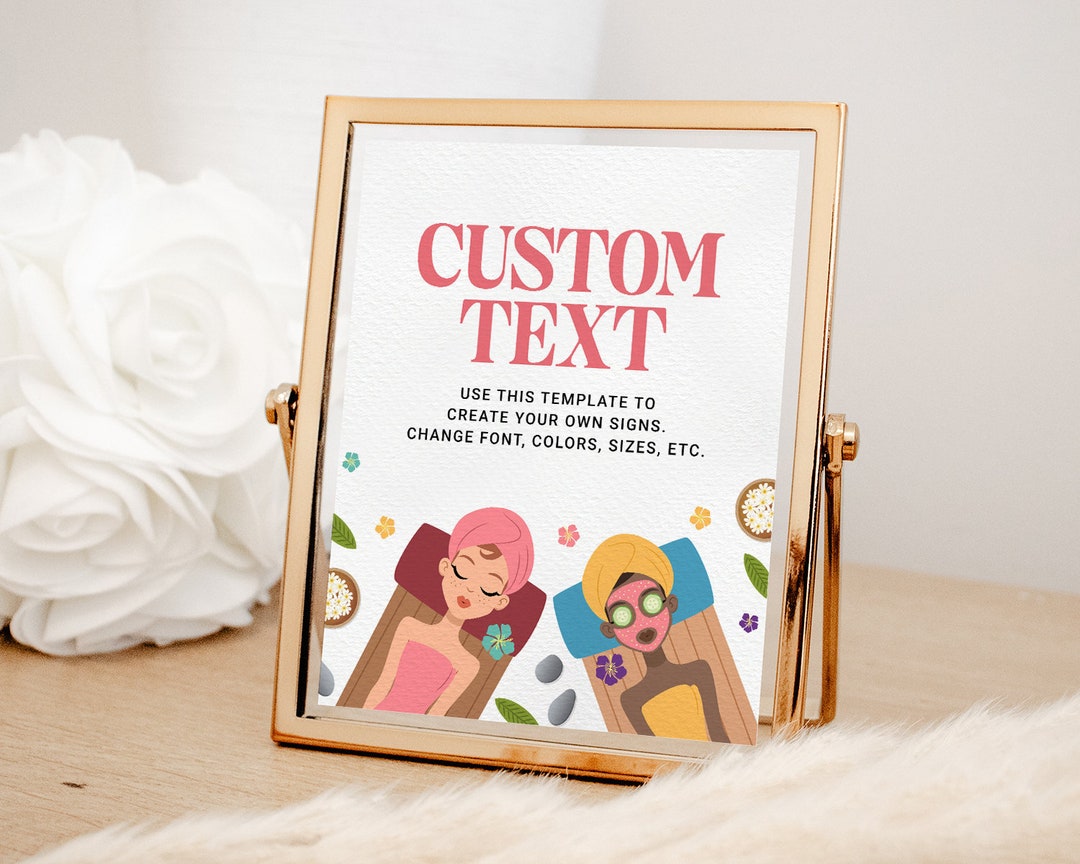 Custom Spa Party Sign EDITABLE, Girls Spa Day Birthday Party Decor ...