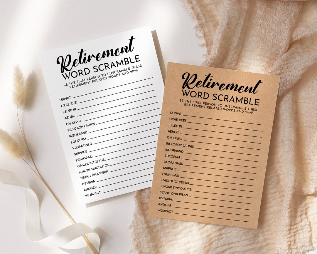 Retirement Word Scramble Game, Printable Retirement Party Game, Fun ...