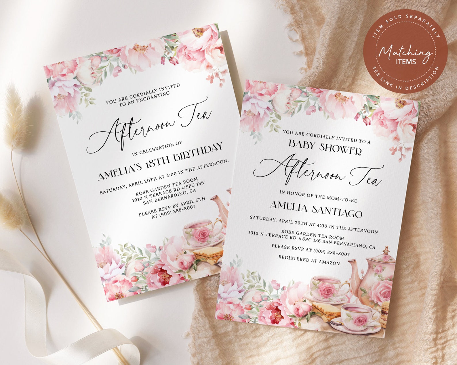 Floral Tea Party Welcome Sign EDITABLE, Blush Pink High Tea Welcome ...