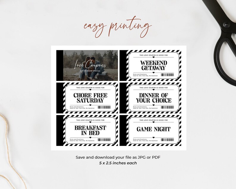Love Coupon Book, EDITABLE Template, Printable Couple Coupon Book ...