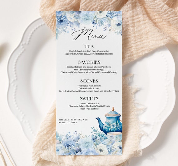 High Tea Party Menu Cards Sjabloon Beige Hi Tea Menu Flyer