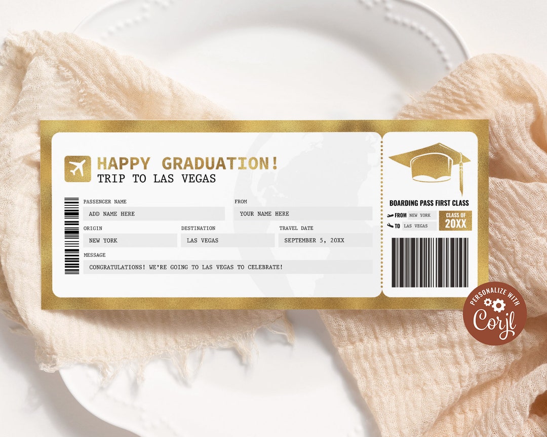 Graduation Boarding Pass EDITABLE Graduation Ticket - Etsy