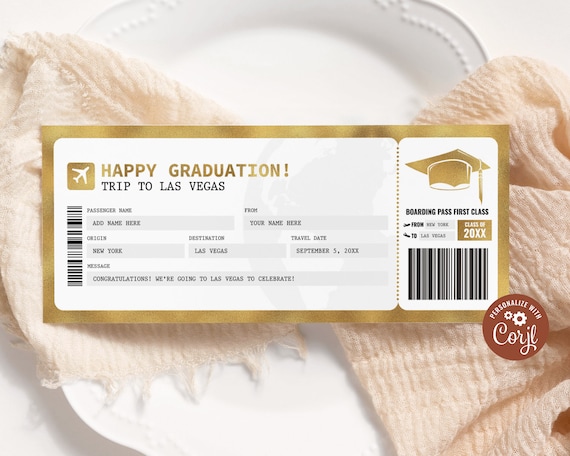 Graduation Boarding Pass EDITABLE, Graduation Ticket Printable ...