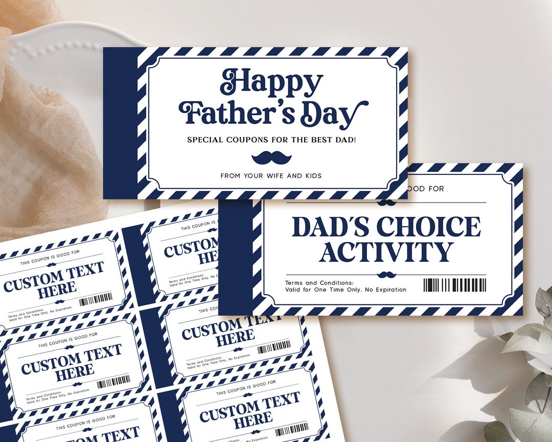 Father's Day Coupon Book EDITABLE, Printable Coupon Book for Husband ...