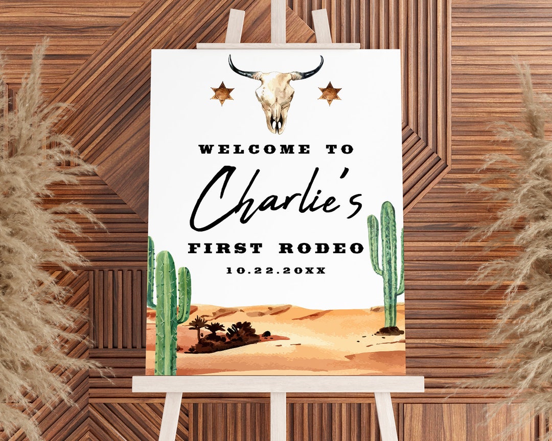 First Rodeo Birthday Welcome Sign EDITABLE Cowboy First - Etsy
