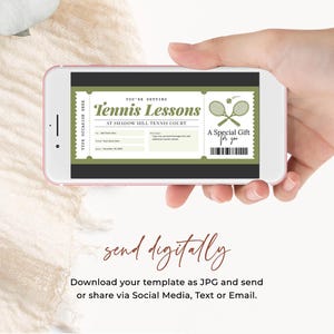 Tennis Lesson Certificate EDITABLE, Tennis Lesson Voucher Printable ...