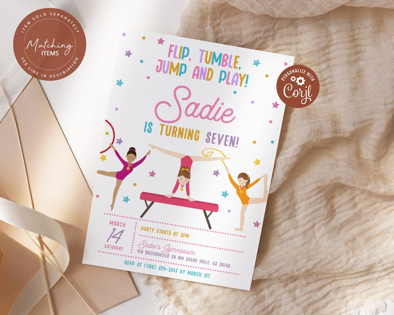 Gymnastics Party Favor Tag EDITABLE Girl Gymnastics Birthday - Etsy