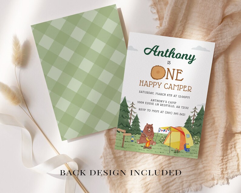 One Happy Camper Birthday Invitation EDITABLE First Birthday - Etsy
