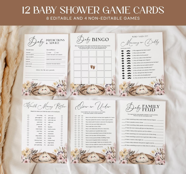 Little Dumpling Baby Shower Games Bundle EDITABLE, Dumpling on the Way ...